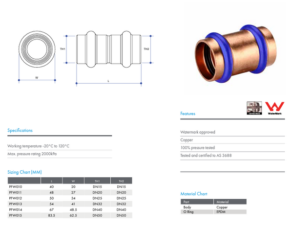 METPRESS Press Fit Slip Repair Coupling - ZORRO Australia